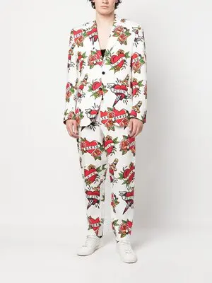 Philipp Plein Heart-print Linen Trousers