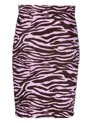 Attico Zebra-print Pencil Midi Skirt - Pink