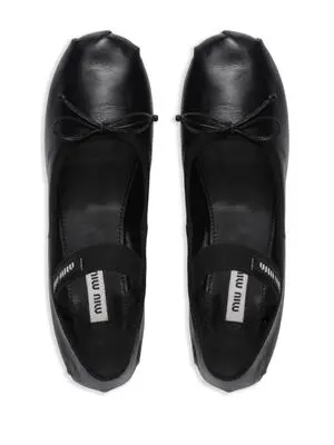 Miu Miu Logo-patch Ballerina Shoes - Black