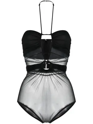NENSI DOJAKA Sheer-panel Halterneck Bodysuit