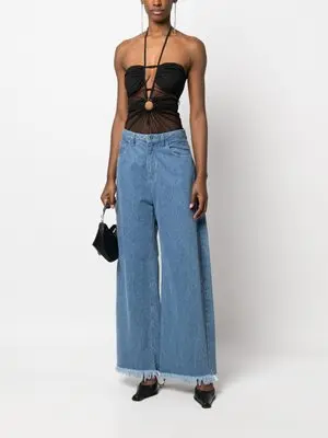 NENSI DOJAKA Sheer-panel Halterneck Bodysuit