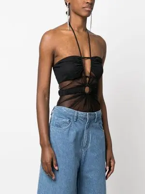 NENSI DOJAKA Sheer-panel Halterneck Bodysuit
