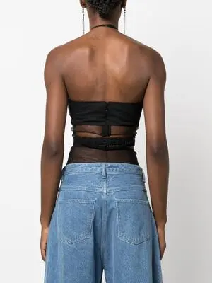 NENSI DOJAKA Sheer-panel Halterneck Bodysuit