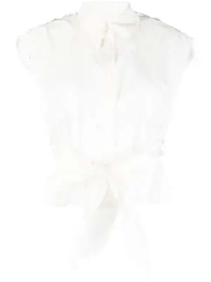 Philosophy Di Lorenzo Serafini Sleeveless Cotton Blouse With Floral Cut-out Detailing