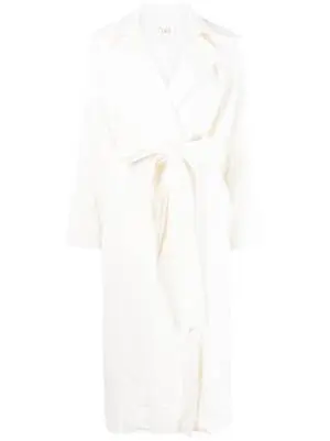 QUIRA Double-breasted Cotton Coat - Neutrals