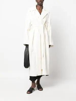 QUIRA Double-breasted Cotton Coat - Neutrals