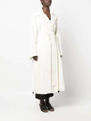 QUIRA Double-breasted Cotton Coat - Neutrals