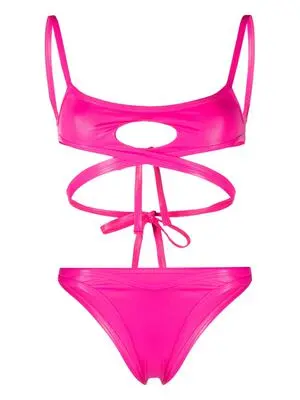 Attico Cut-out Wraparound Bikini - Pink