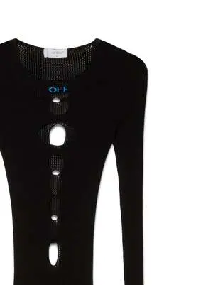 Off-White Cut-out Knitted Long Dress