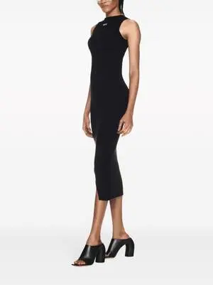 Off-White Ribbed Sleeveless Midi Dress
