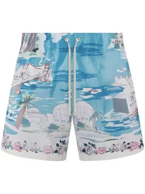 Amiri Graphic-print Swim Shorts - Blue