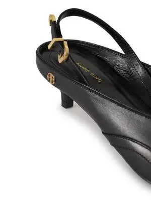 ANINE BING Rae 38mm Leather Slingback Pumps