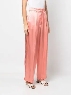 FORTE_FORTE Satin-finish Gathered Trousers - Pink