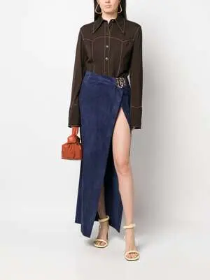 Bally Suede Maxi Wrap Skirt