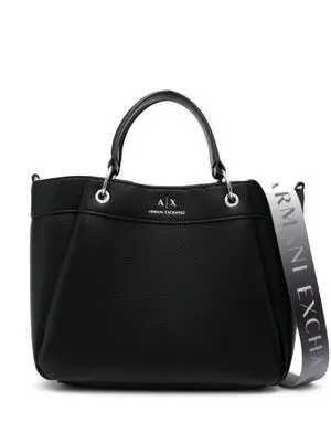 Armani Exchange Logo-print Leather Tote - Black
