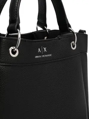 Armani Exchange Logo-print Leather Tote - Black