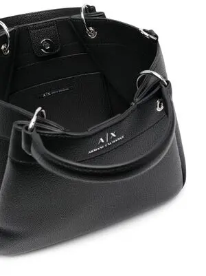 Armani Exchange Logo-print Leather Tote - Black