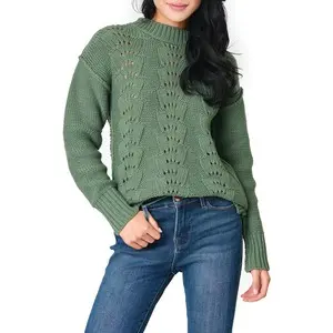 GIBSONLOOK Scallop Stitch Cotton-blend Sweater - Sage