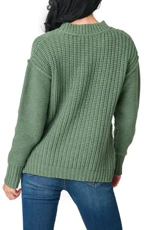GIBSONLOOK Scallop Stitch Cotton-blend Sweater - Sage