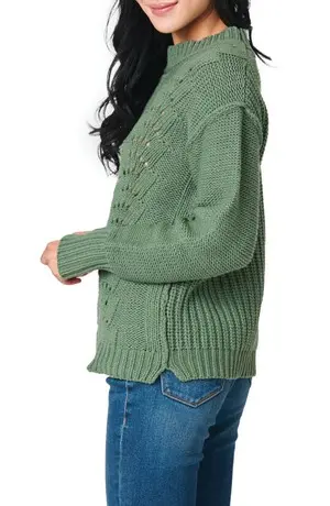GIBSONLOOK Scallop Stitch Cotton-blend Sweater - Sage