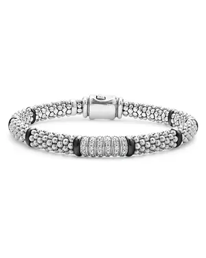 Lagos Sterling Silver Black Caviar Diamond & Ceramic Bracelet - Black/silver