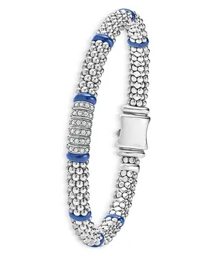 Lagos Sterling Silver Diamond And Caviar Bracelet