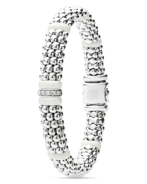 Lagos Sterling Silver, Diamond And Ceramic Beaded Bracelet