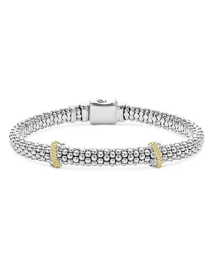 Lagos Sterling Silver And 18k Gold Diamond Bracelet - Silver/gold