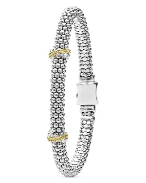 Lagos Sterling Silver And 18k Gold Diamond Bracelet - Silver/gold