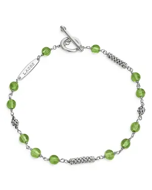 Lagos Sterling Silver Caviar Icon Peridot Bracelet - Green/silver