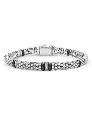 Lagos Diamond And Black Caviar Bracelet - Black/silver
