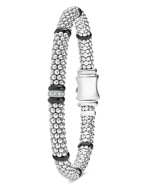 Lagos Diamond And Black Caviar Bracelet - Black/silver