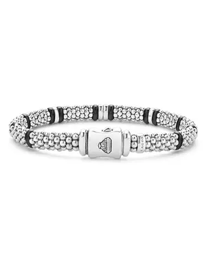 Lagos Diamond And Black Caviar Bracelet - Black/silver
