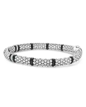 Lagos Diamond And Black Caviar Bracelet - Black/silver