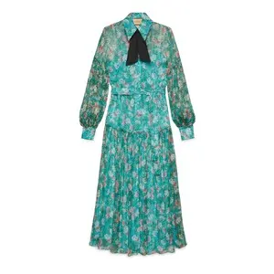 Gucci Floral Print Silk Creponne Dress