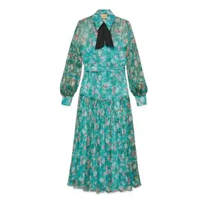 Gucci Floral Print Silk Creponne Dress
