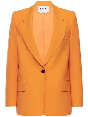 MSGM Stretch Wool Blazer Jacket - Orange
