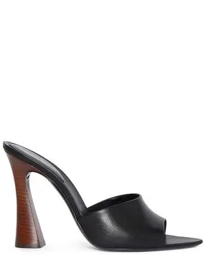 Saint Laurent 105mm Suite Leather Mule Sandals Black