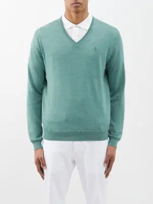 Ralph Lauren Polo Ralph Lauren - V-neck Logo-embroidered Sweater - Mens - Green - Green