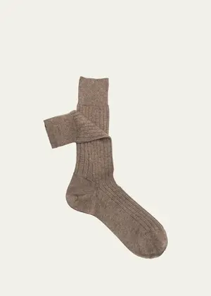 SOZZI CALZE Sozzi Calze Cashmere-Silk Crew Socks 010 Taupe