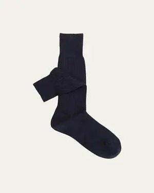 SOZZI CALZE Cashmere-silk Crew Socks - Navy