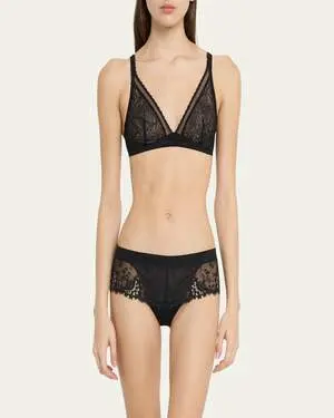 Simone Perele Comete Lace-trim Tulle Bralette - Black