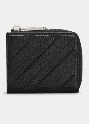 Off-White Men's Binder Diagonal Leather Zip-Around Wallet - Black