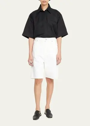 LOULOU STUDIO Denim Knee-Length Bermuda Shorts - Ivory