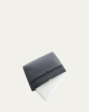 ROYCE NEW YORK Personalized Leather 13" Laptop Sleeve - Black