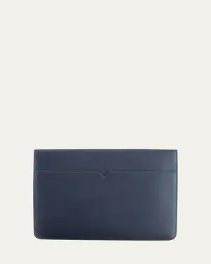 ROYCE NEW YORK Personalized Leather 13" Laptop Sleeve - Navy Blue