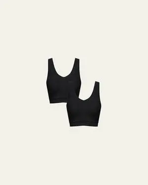 Chantelle Soft Stretch Padded V-neck Bra Top, 2-pack - Black