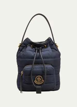 Moncler Kilia Drawstring Bucket Bag With Crossbody Strap - Navy
