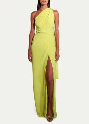 Azeeza Emma One-Shoulder Silk Maxi Dress - Sun