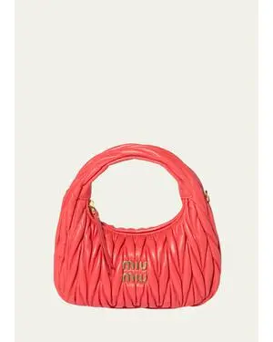 Miu Miu Miu Miu Matelasse Quilted Leather Hobo Bag Corallo